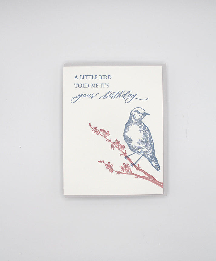 A Little Bird Told Me It's Your Birthday Letterpress Floral Greeting ...