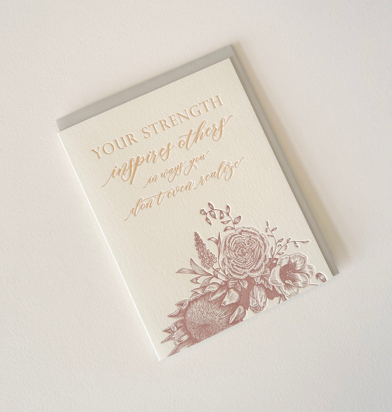 Your Strength Inspires Others Floral Inspiration Letterpress Card ...