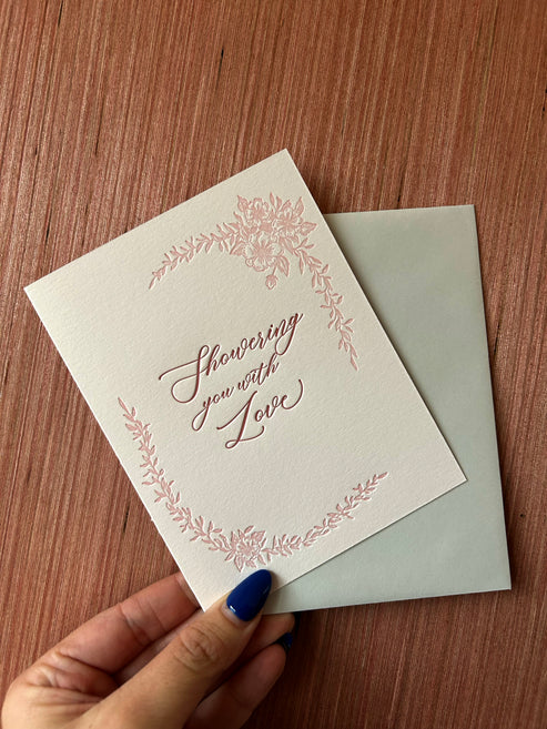 Showering You With Love Floral Letterpress Greeting Card – Rust Belt Love